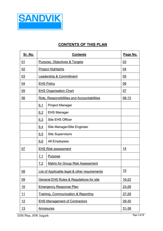 Project EHS Plan | PDF