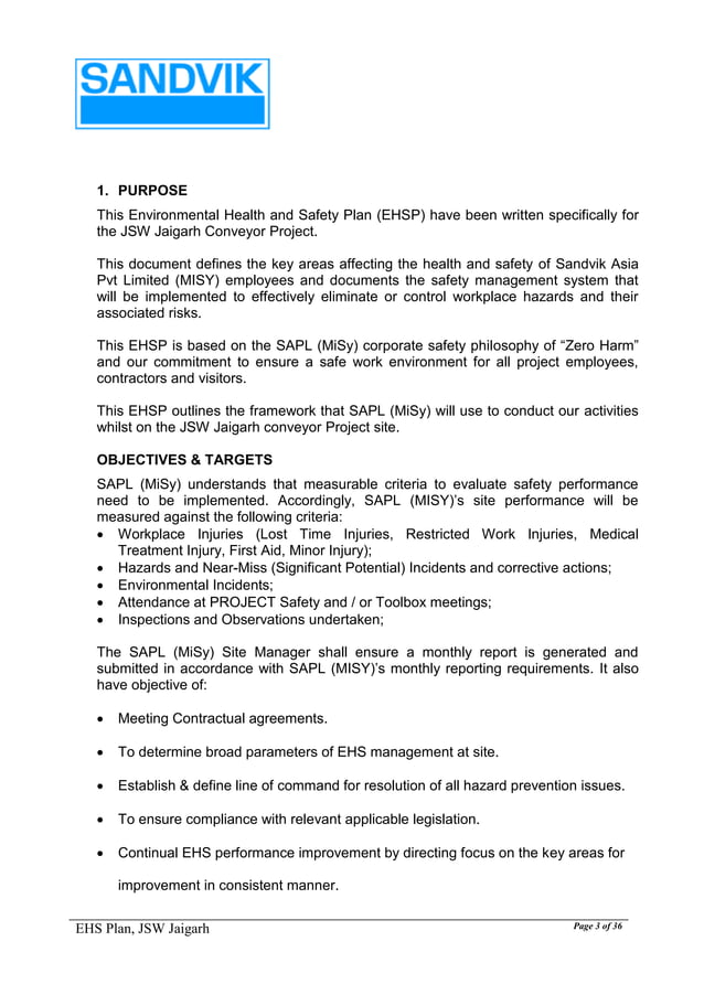 Project EHS Plan | PDF