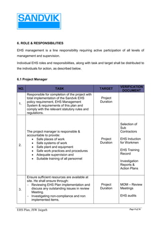 Project EHS Plan | PDF