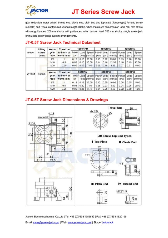 Jt 0.5 t travelling nut screw jack shaft, 0.5 ton jack screw length,500 ...