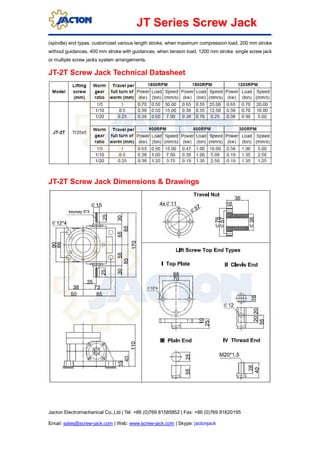 Jt 2 t anti backlash screw jack,2 ton lifting gear box,20 kn actuator ...