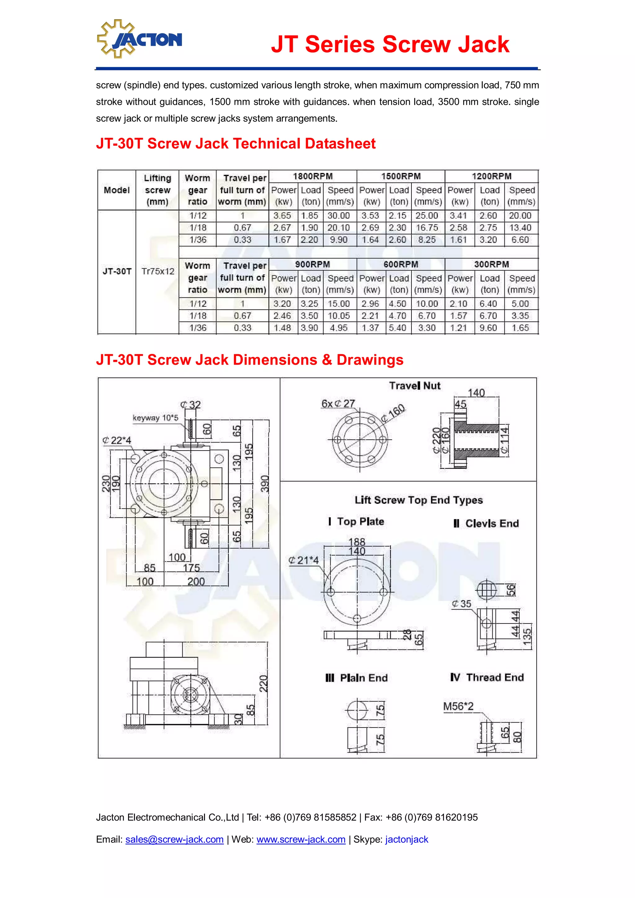 Jt 30 t screw geared hoist,30 ton screw jack assembly drawing,30 tonnes ...