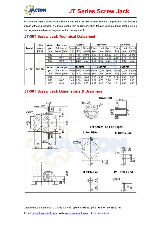 Jt 30 t screw geared hoist,30 ton screw jack assembly drawing,30 tonnes ...