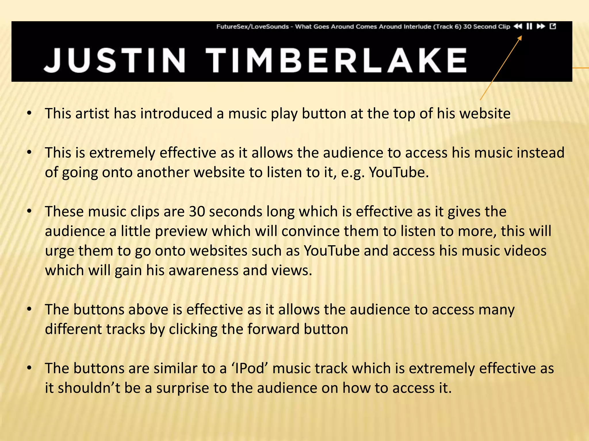 Website Analysis - Justin Timberlake | PPTX
