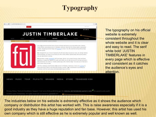 Website Analysis - Justin Timberlake | PPTX