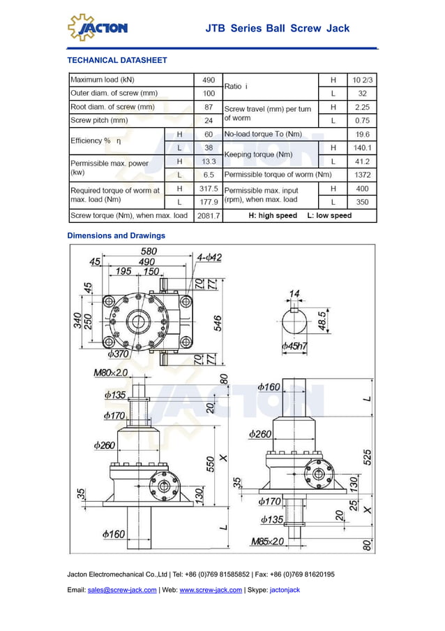 Jtb 500 kn ball screw jack, heavy duty ball screw jacks, 50t support ...