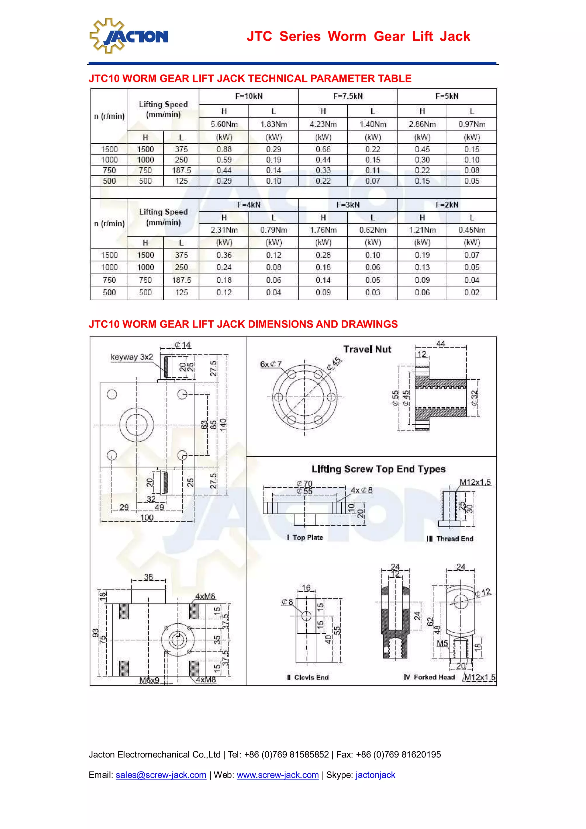 Jtc10 worm gear screw lifter,1t self locking worm gear jack,1 ton worm ...