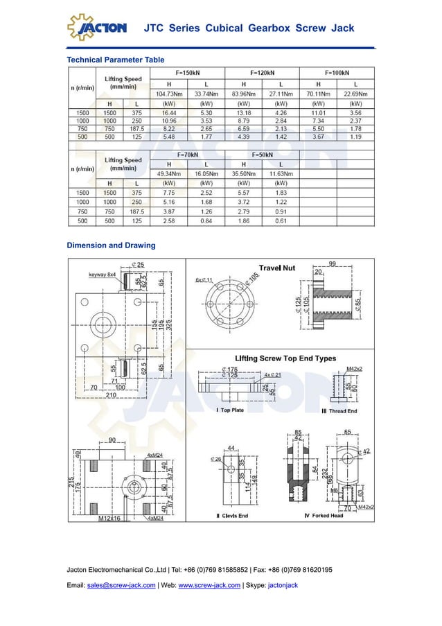 Jtc150 150kn cubic worm gear screw jack,lifting screw drive spindle 60 ...