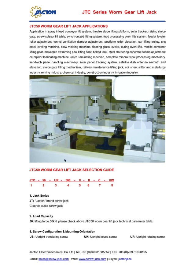 Jtc50 worm gear screw lifter,5t screw actuator worm gear, 5 t linear ...
