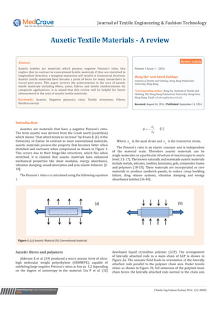 Auxetic Textile Materials - A review | PDF