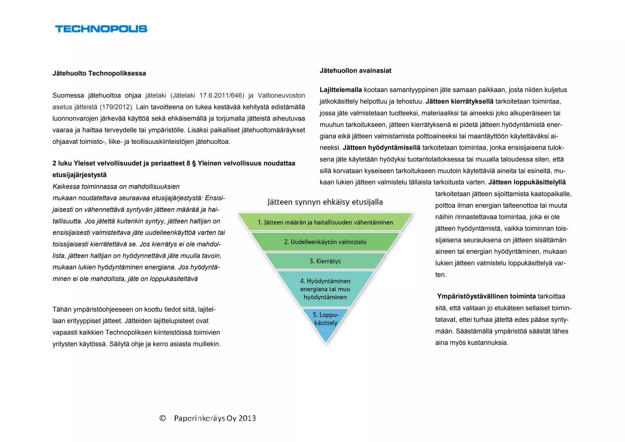 Jätehuollon lajitteluohje Technopolis | PDF