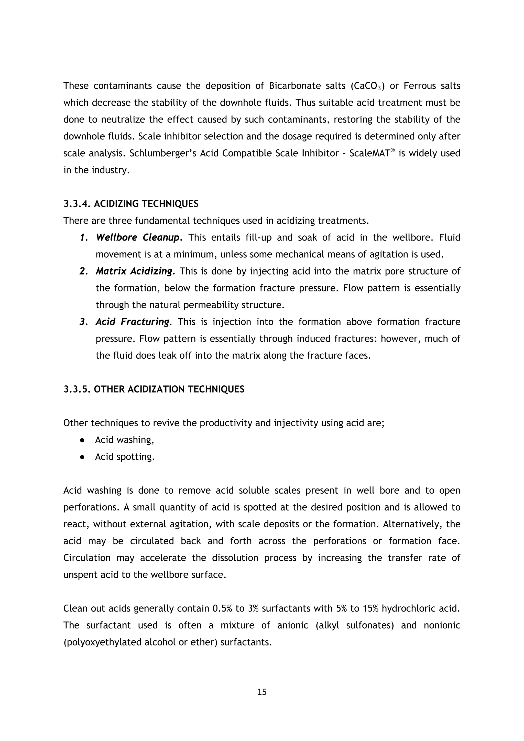 Title: Workover and Production Practices. A Case Study Of Acid Job Workover, Surface Facilities ...