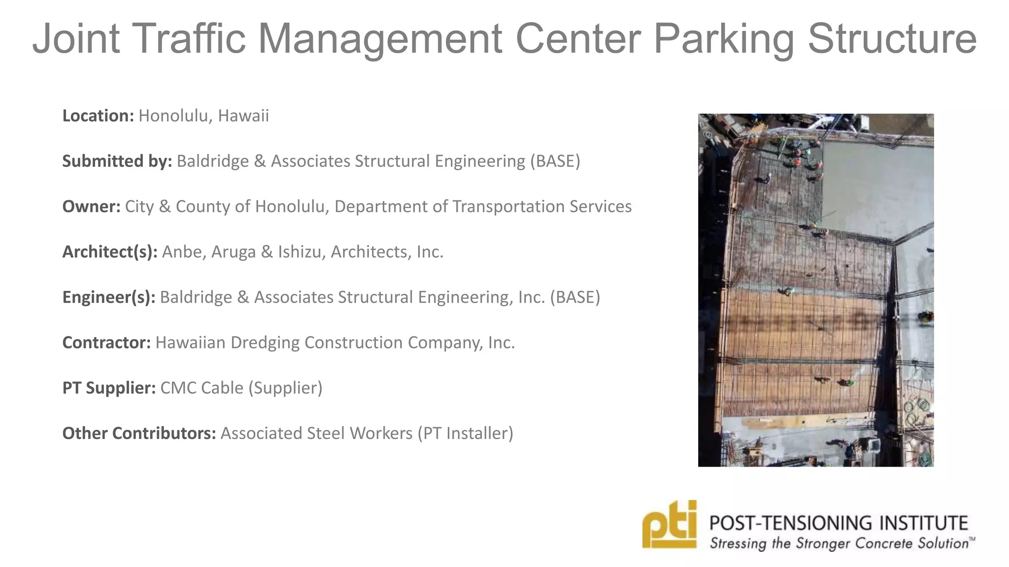 Joint Traffic Management Center Parking Structure | PPTX