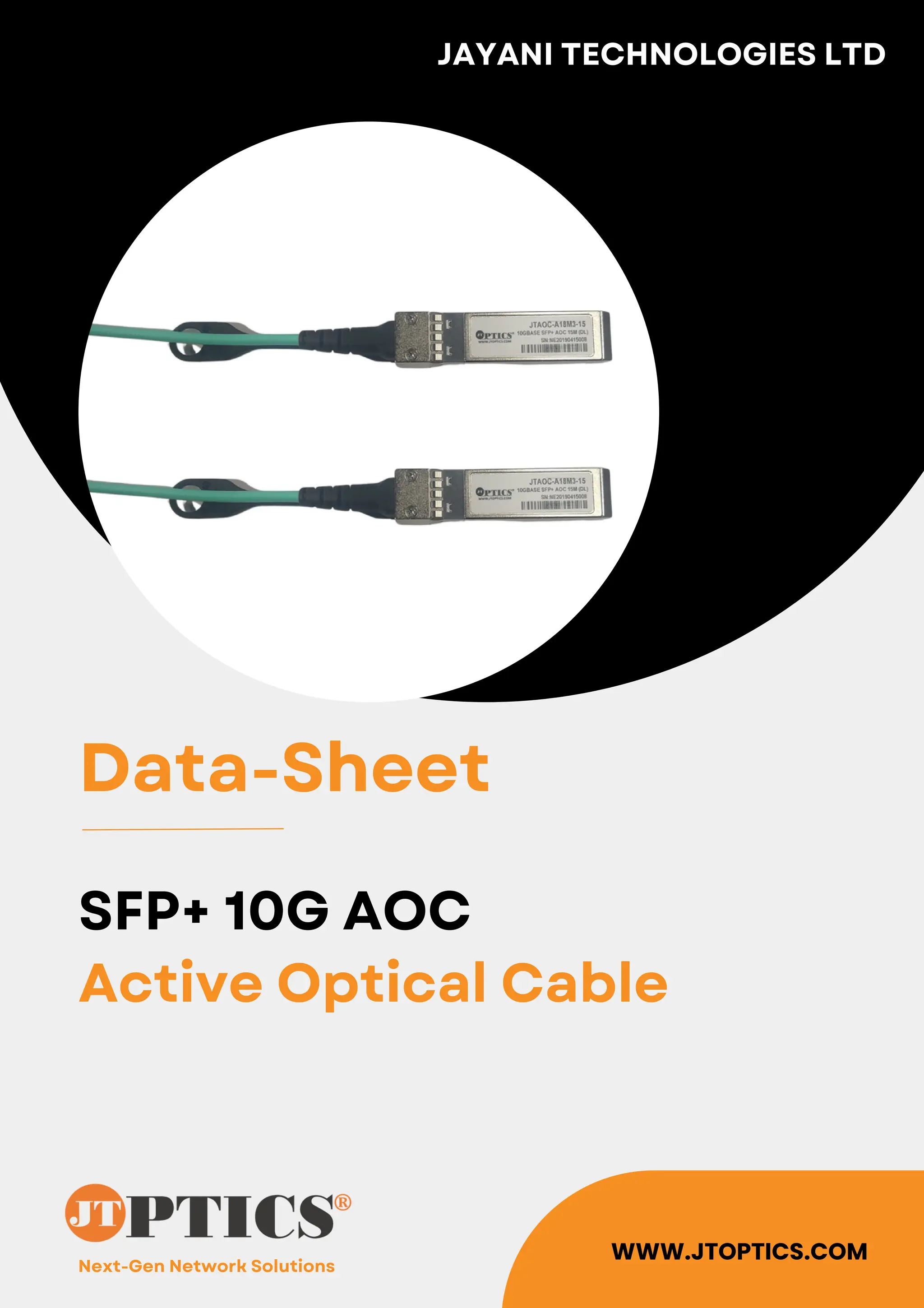 10G AOC Active optical Cable Data Sheet By JTOPTICS | PDF