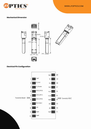 10G Electrical Optical transceiver Data Sheet By JTOPTICS | PDF