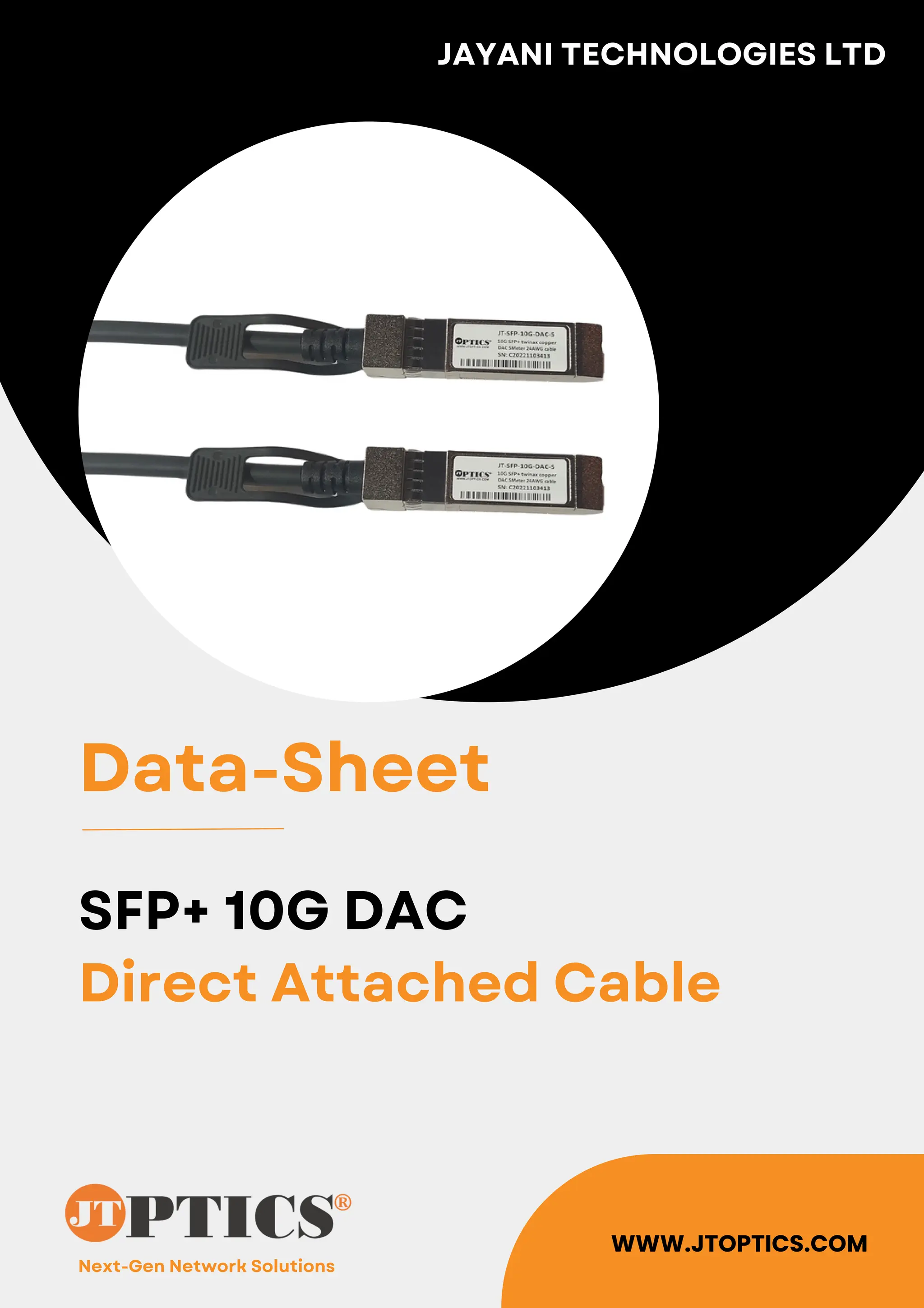 10G SFP+ DAC Direct Attached CableData Sheet By JTOPTICS | PDF