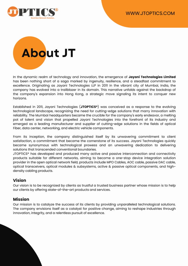 12 Fiber MPO Trunk Cable Data Sheet By JTOPTICS | PDF