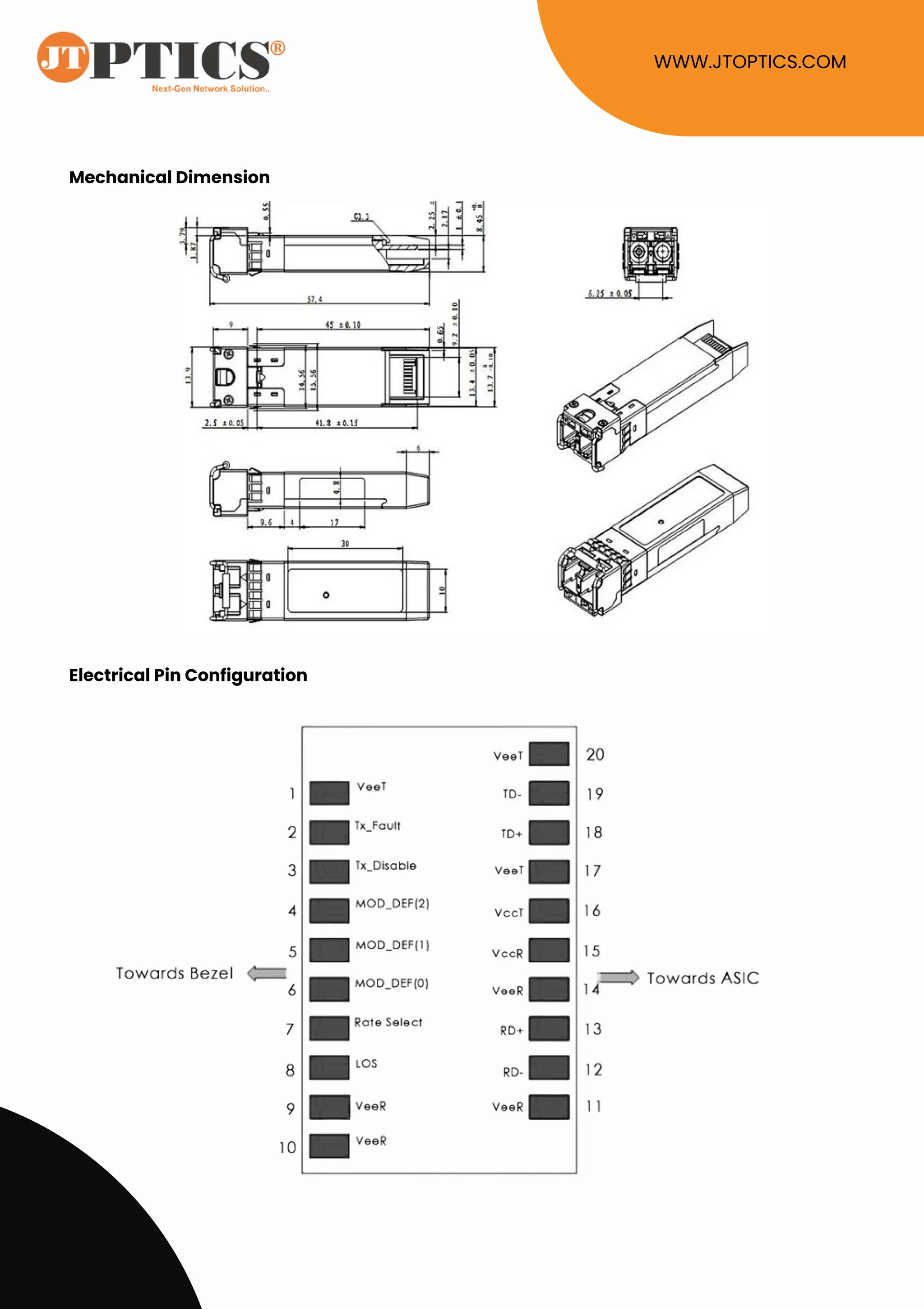 1G SFP Optical Transceivers Data Sheet By JTOPTICS | PDF
