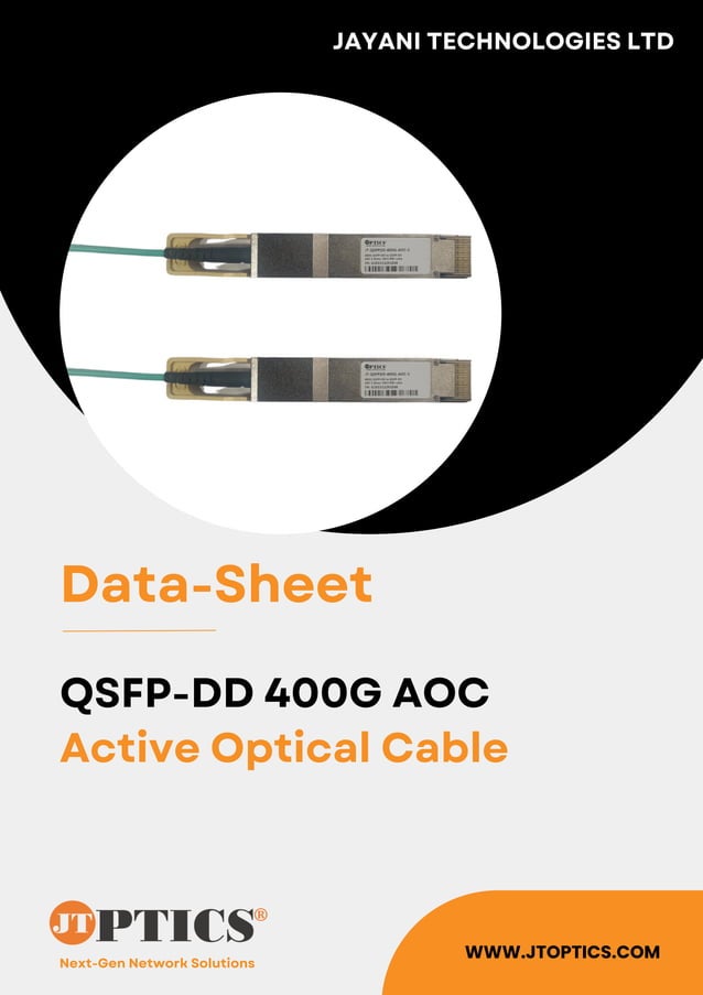 400G QSFP-DD to QSFP-DD AOC Active optical Cable Data Sheet By JTOPTICS | PDF
