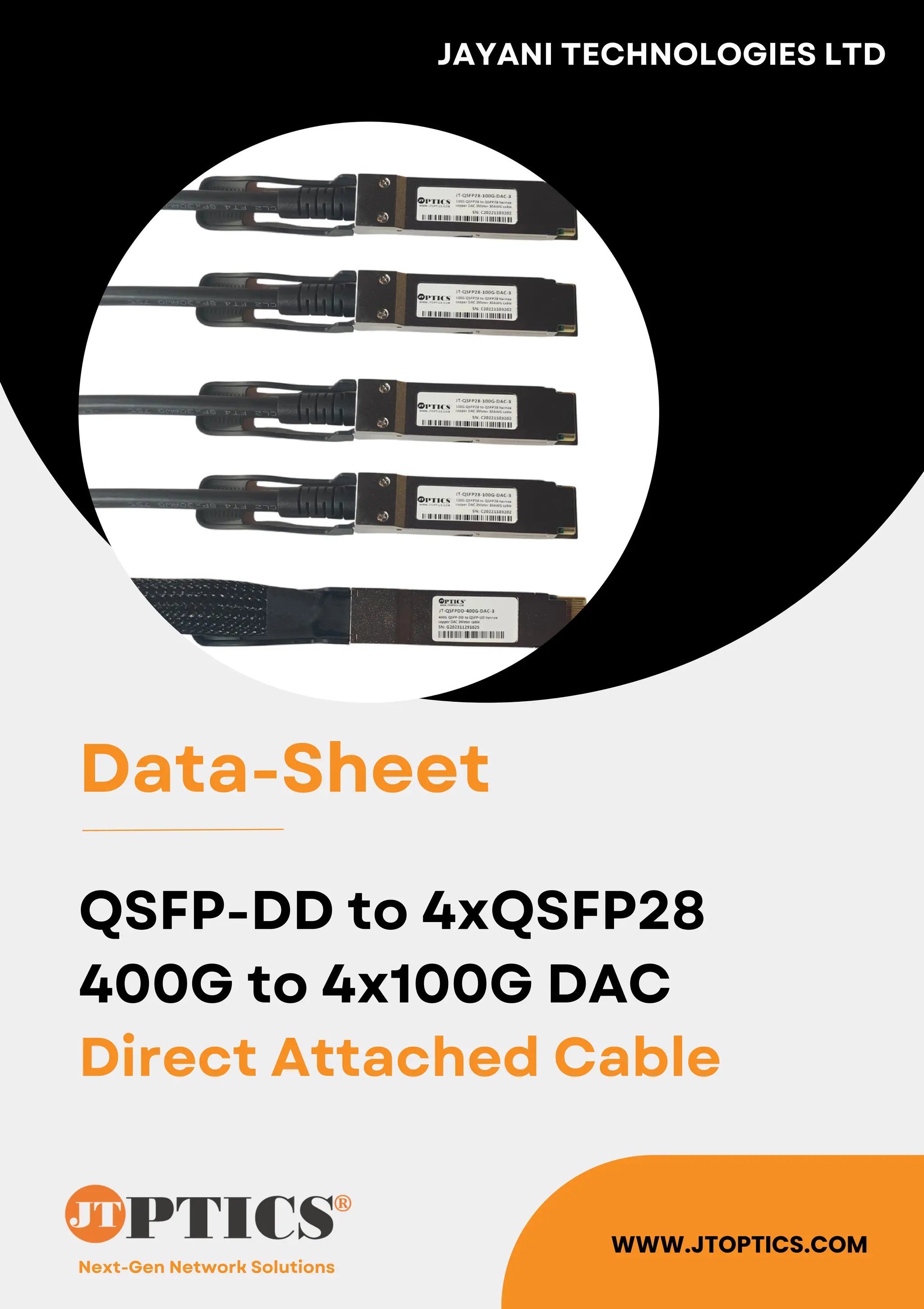 400G To 4X100G DAC Direct Attached Cable Data Sheet By JTOPTICS | PDF