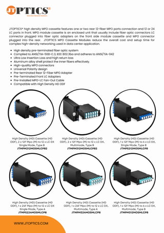 High Density ODF Patch Panel Data Sheet By JTOPTICS | PDF