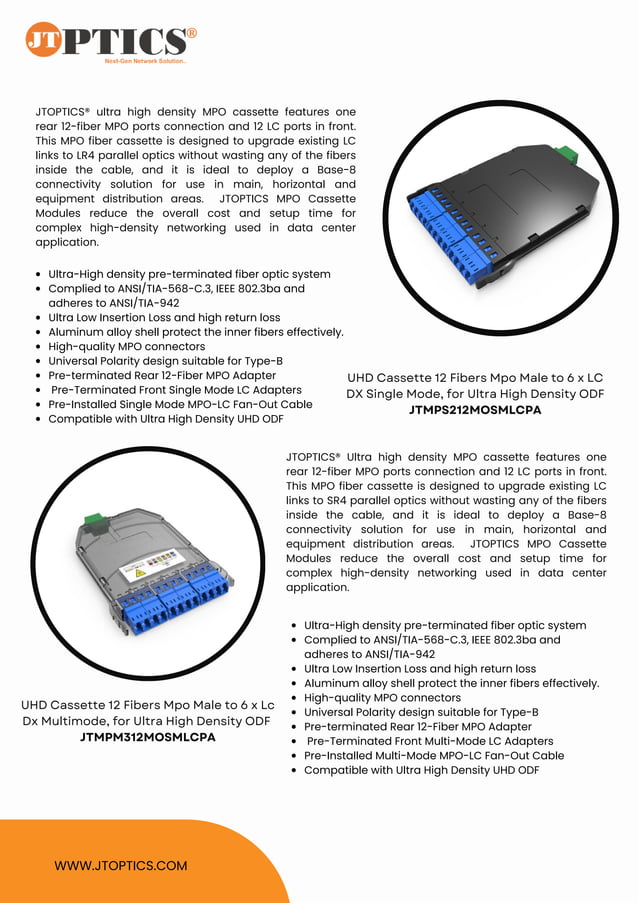 Ultra High Density ODF Patch Panel Data Sheet By JTOPTICS | PDF