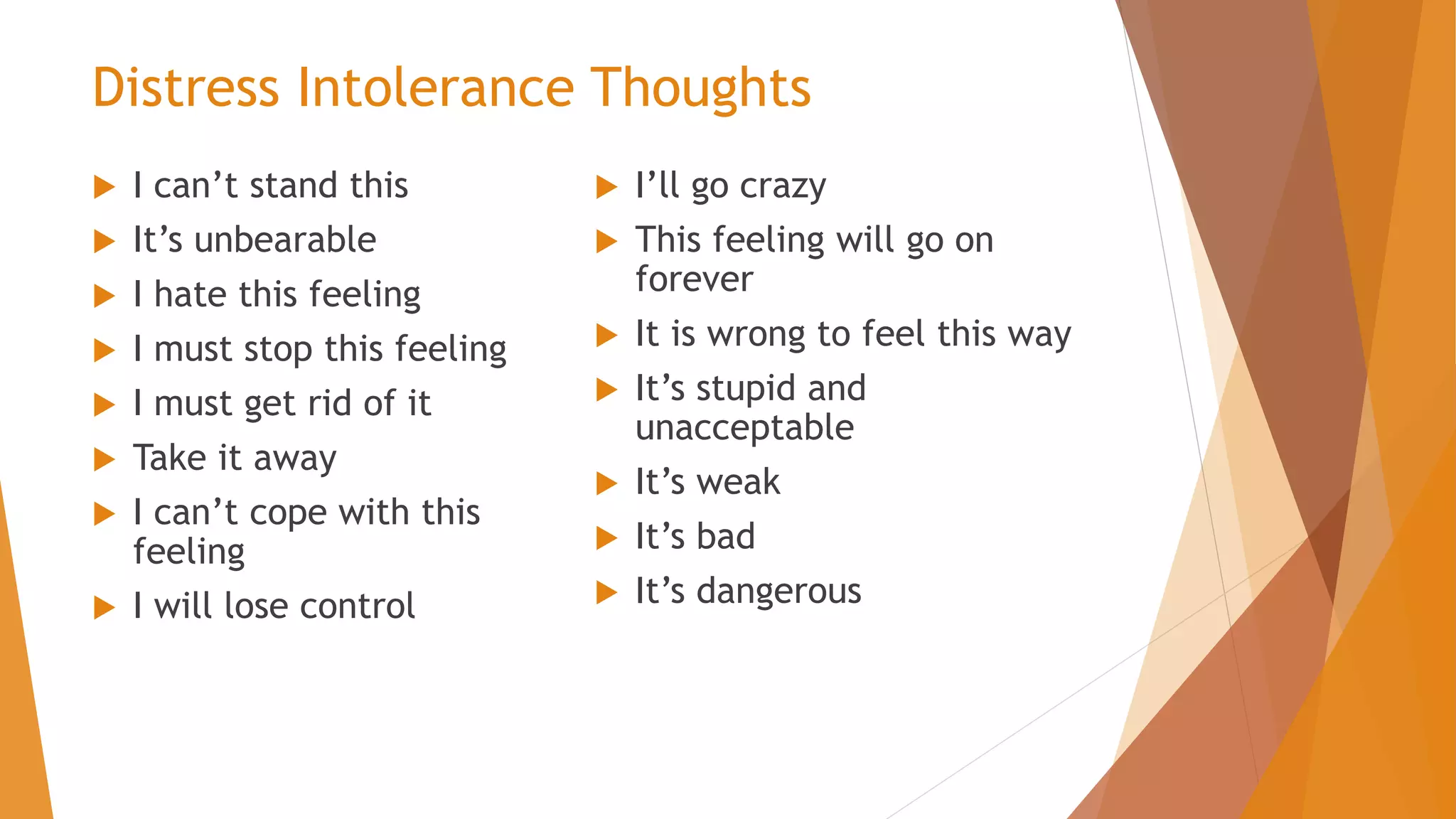 Distress Tolerance Skills and Activities | PPTX