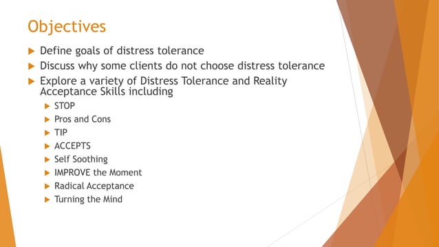 Distress Tolerance Skills and Activities | PPTX | Mental Health ...