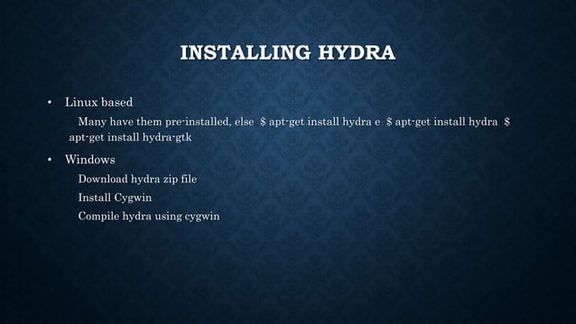 John the ripper & hydra password cracking tool | PPTX