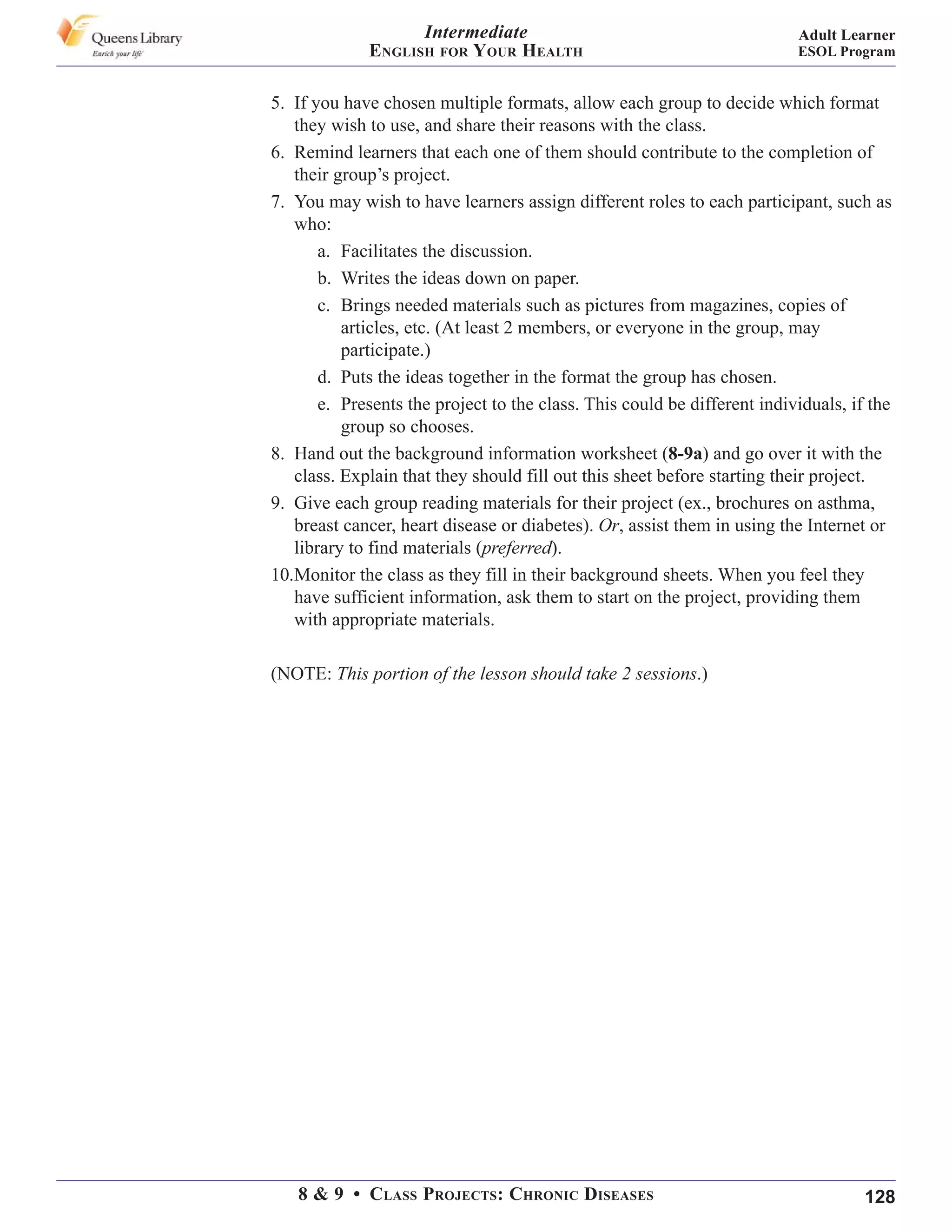 Project Based Learning for ESOL Health Literacy: TESOL Convention 2010 ...