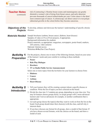 Project Based Learning for ESOL Health Literacy: TESOL Convention 2010 ...