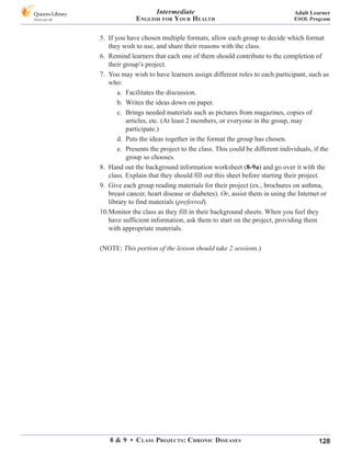 Project Based Learning for ESOL Health Literacy: TESOL Convention 2010 ...