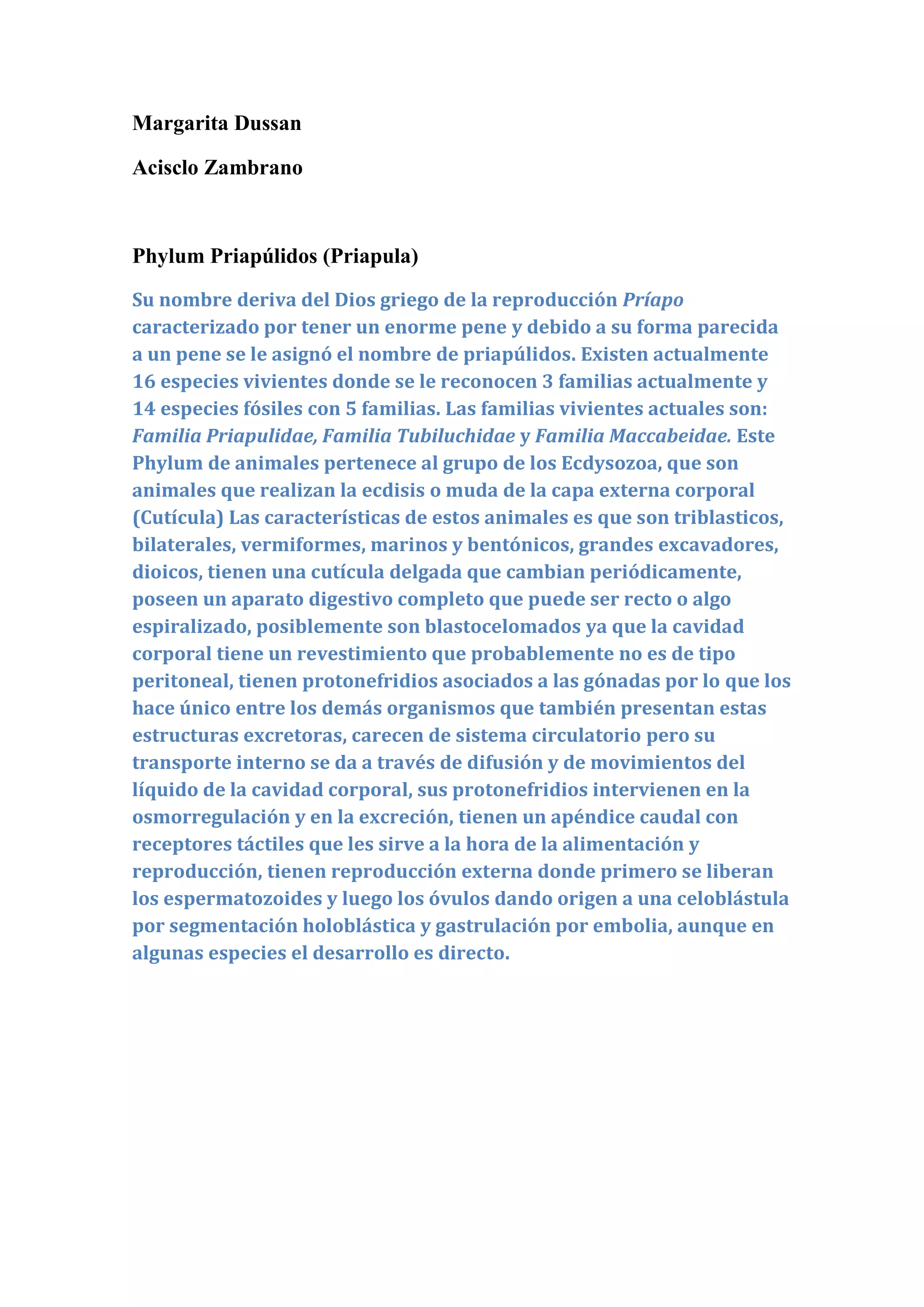 Phylum priapúlidos | PDF