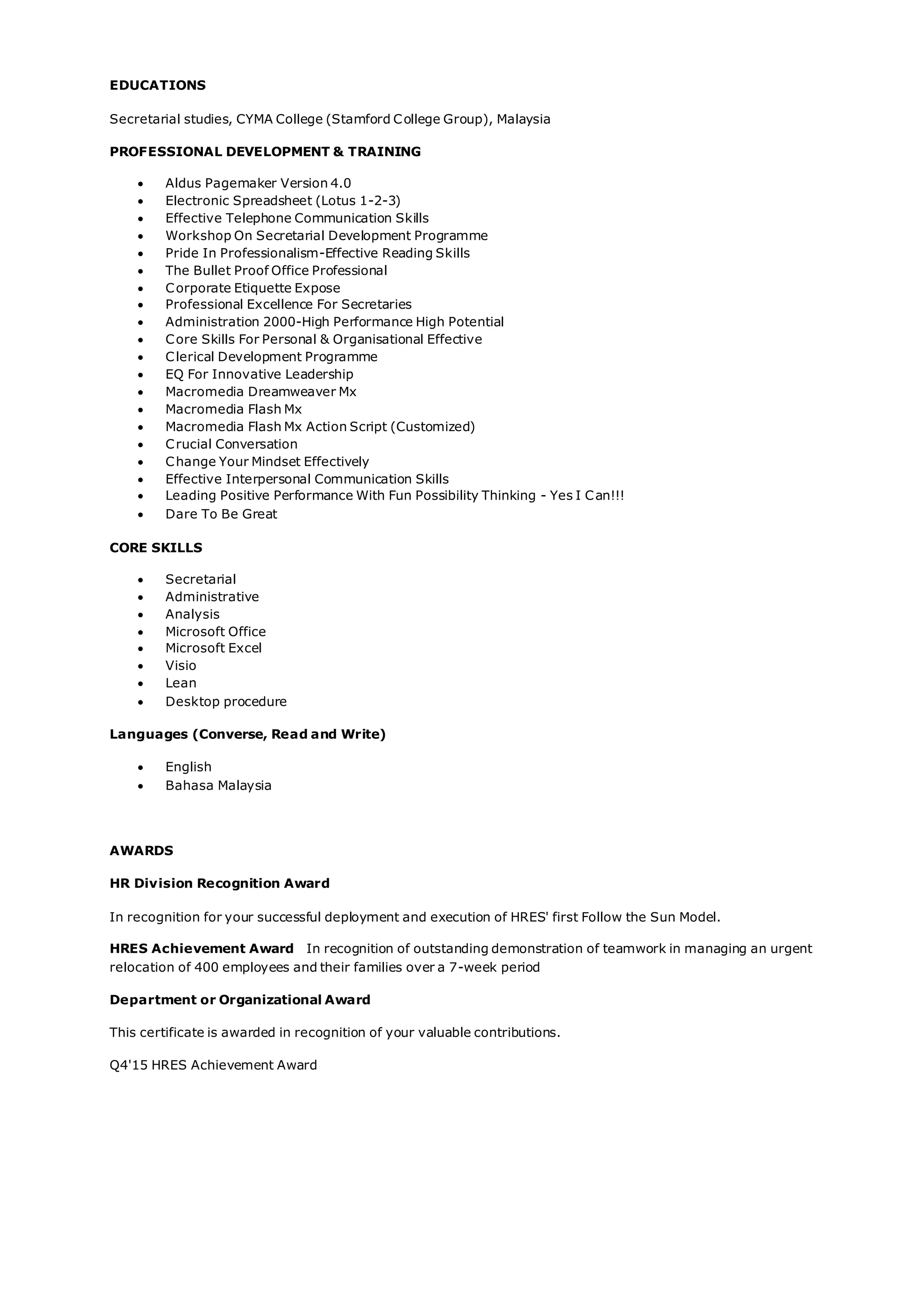 Jt zarina abdul rashid resume revised1 | PDF