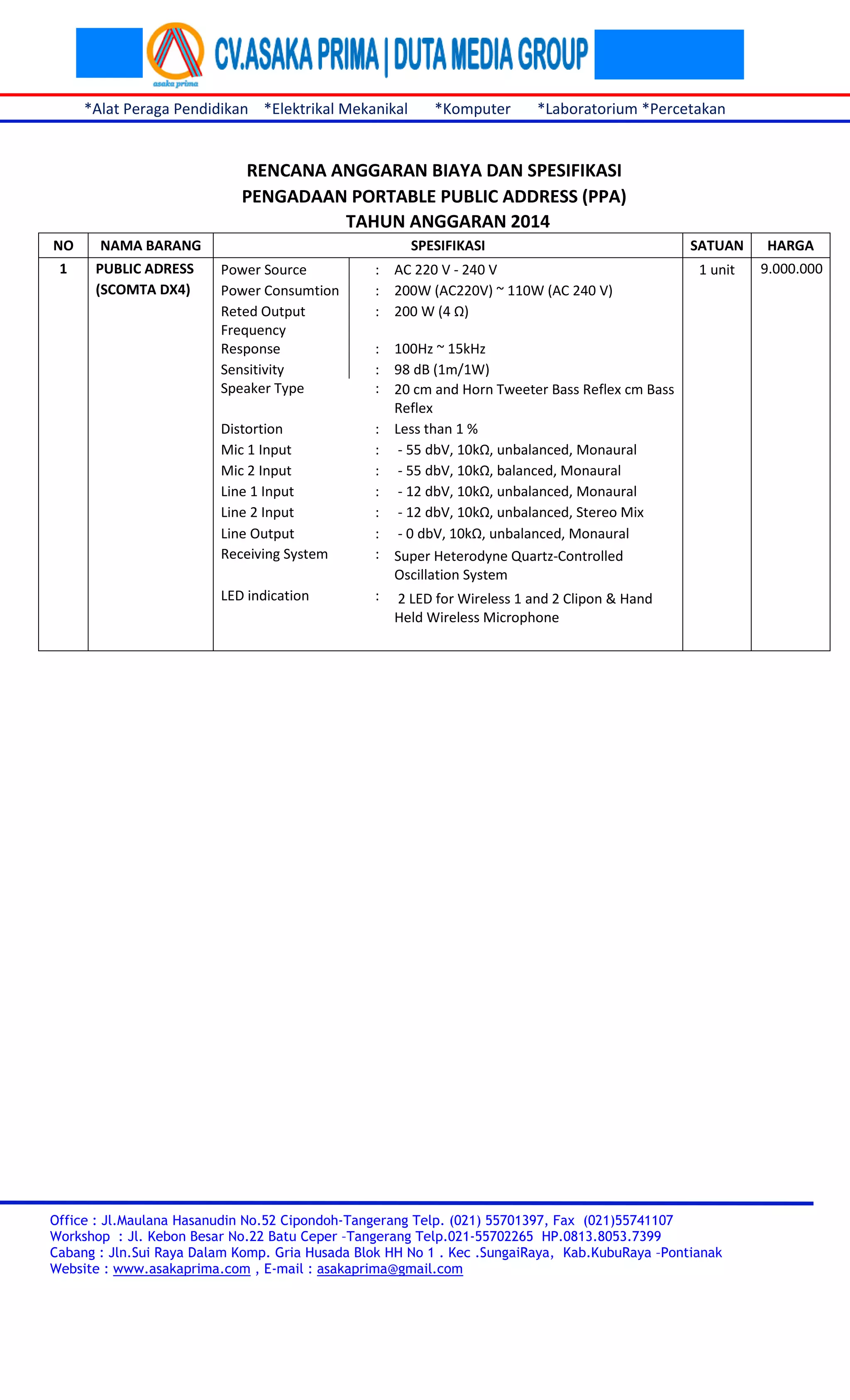 Jual public address bk kb n 2015~produk juknis dak bkkbn 2015 cv.asaka prima | PDF