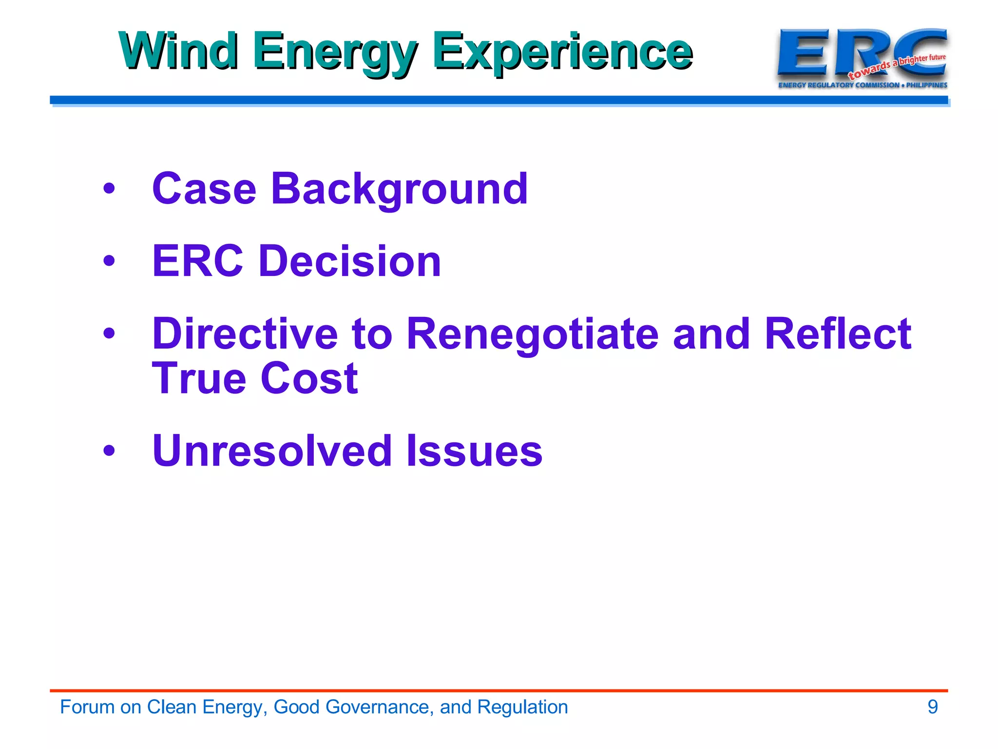 The Experience of the Energy Regulatory Commission | PPT