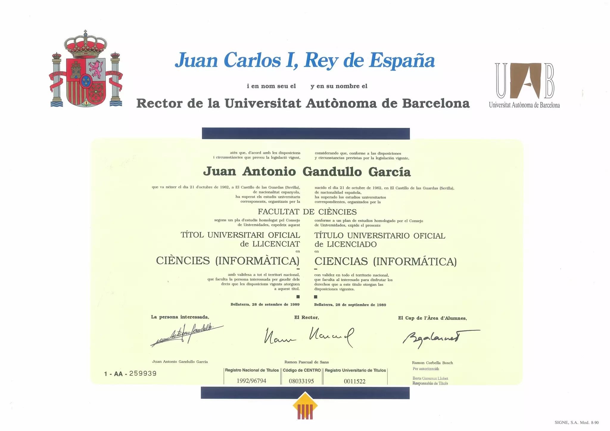 Título Licenciatura Ciencias Informáticas por la UAB | PDF