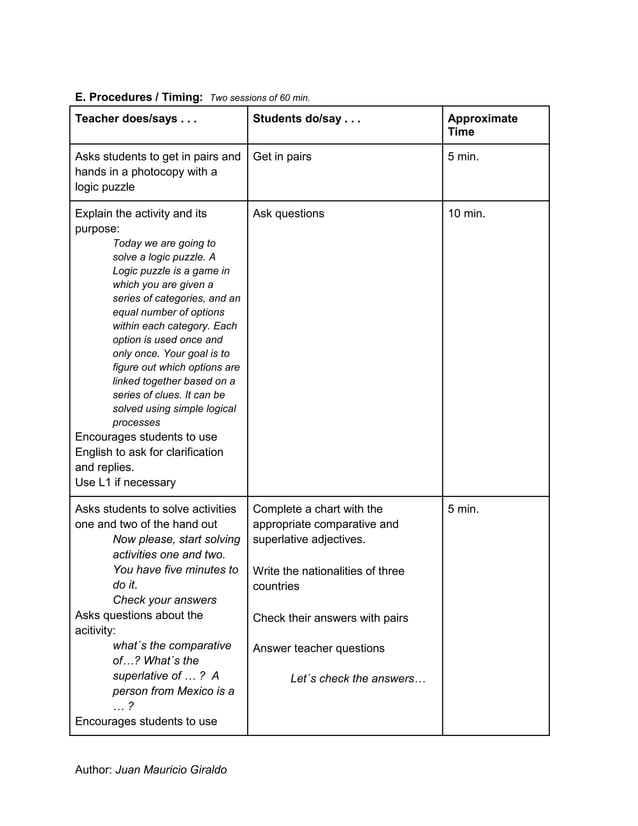 Juan mauricio giraldo phase1 lesson_plan_activity | PDF