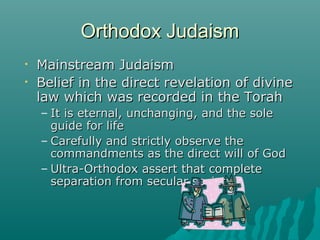Orthodox Jews Beliefs