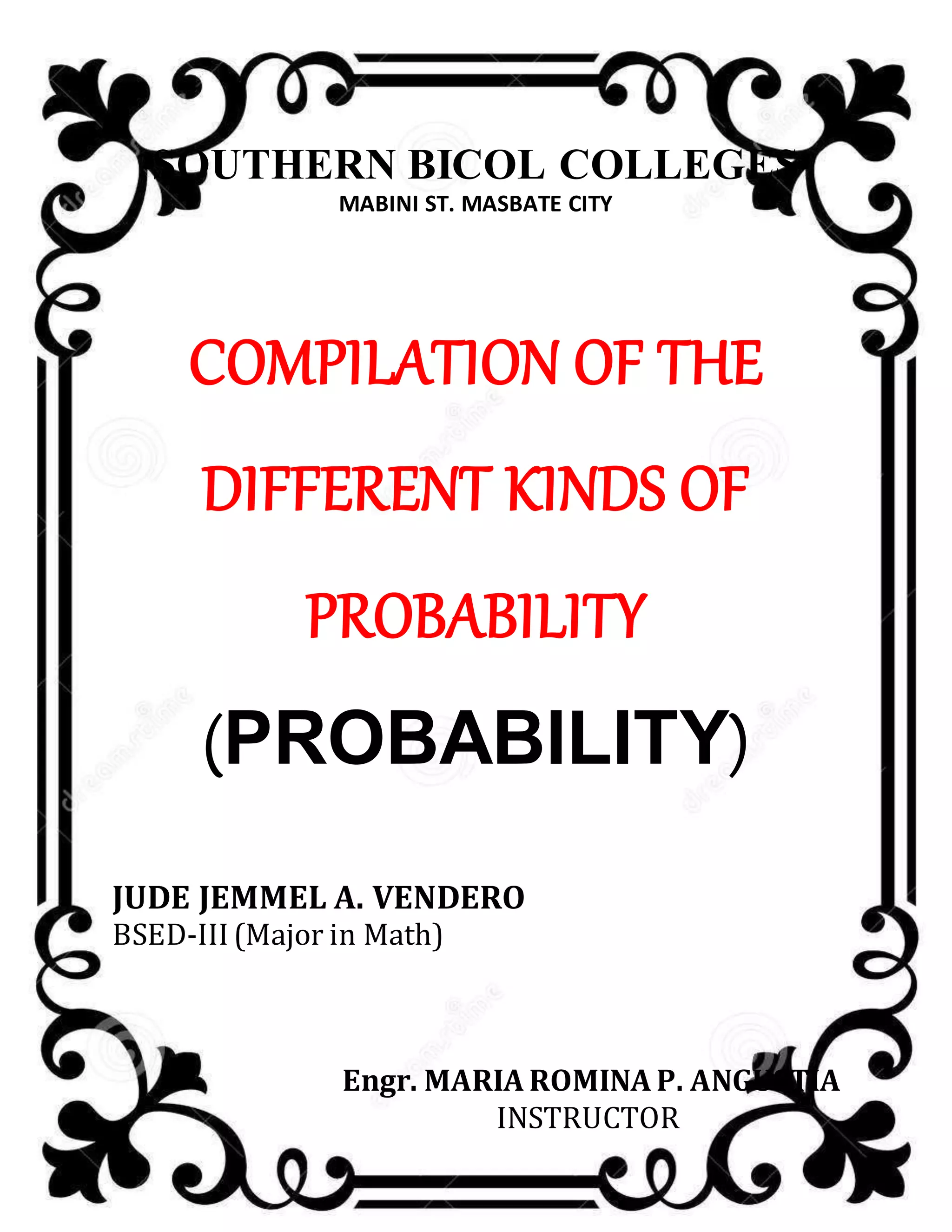 Different Kinds of Probability | DOCX | Physics | Science
