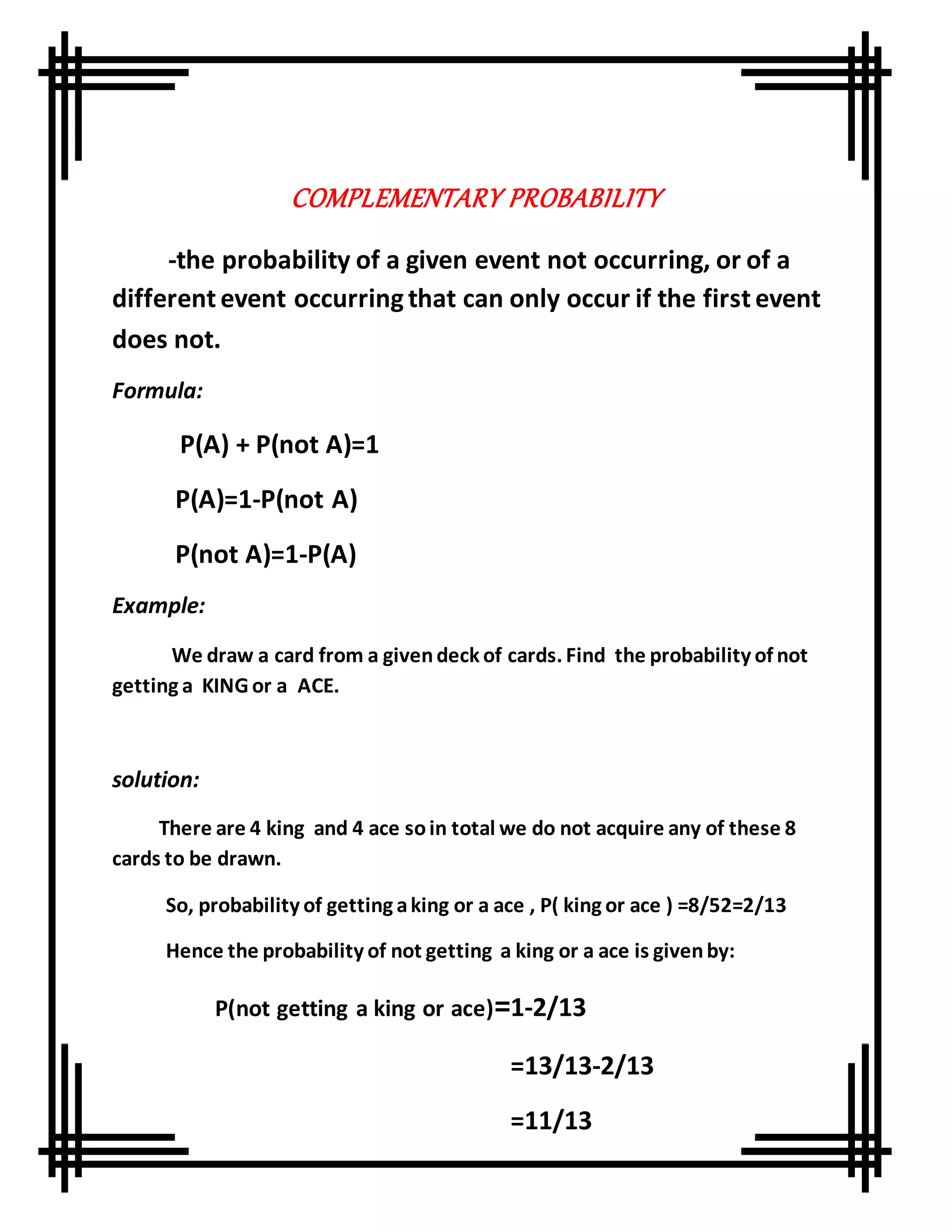 Different Kinds of Probability | DOCX | Physics | Science