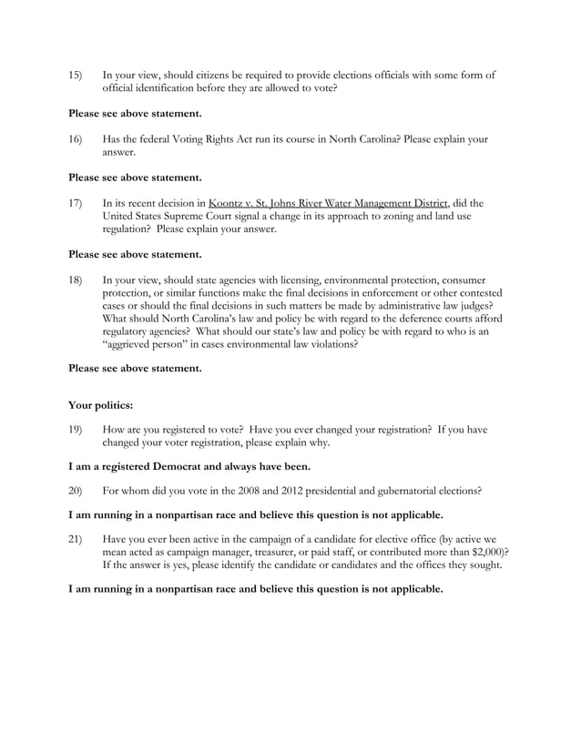 Mark Davis 2014 PA-PAC Questionnaire | PDF | Legal Services Industry ...