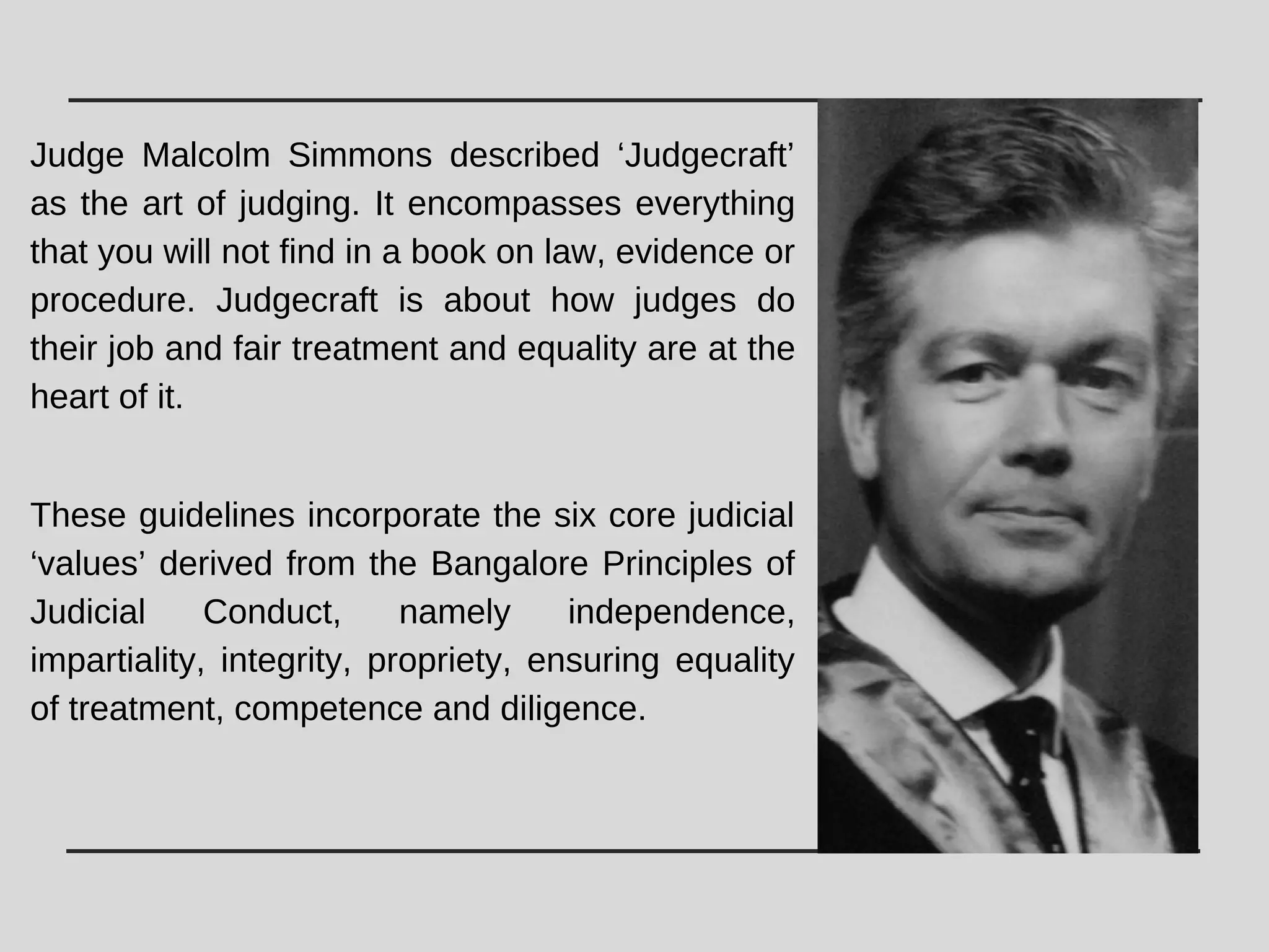 Judge Malcolm Simmons describes judgecraft | PDF