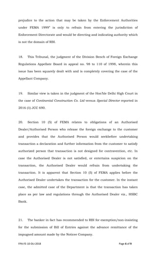 Judgment - Appellate Tribunal for Foreign Exchange | PDF
