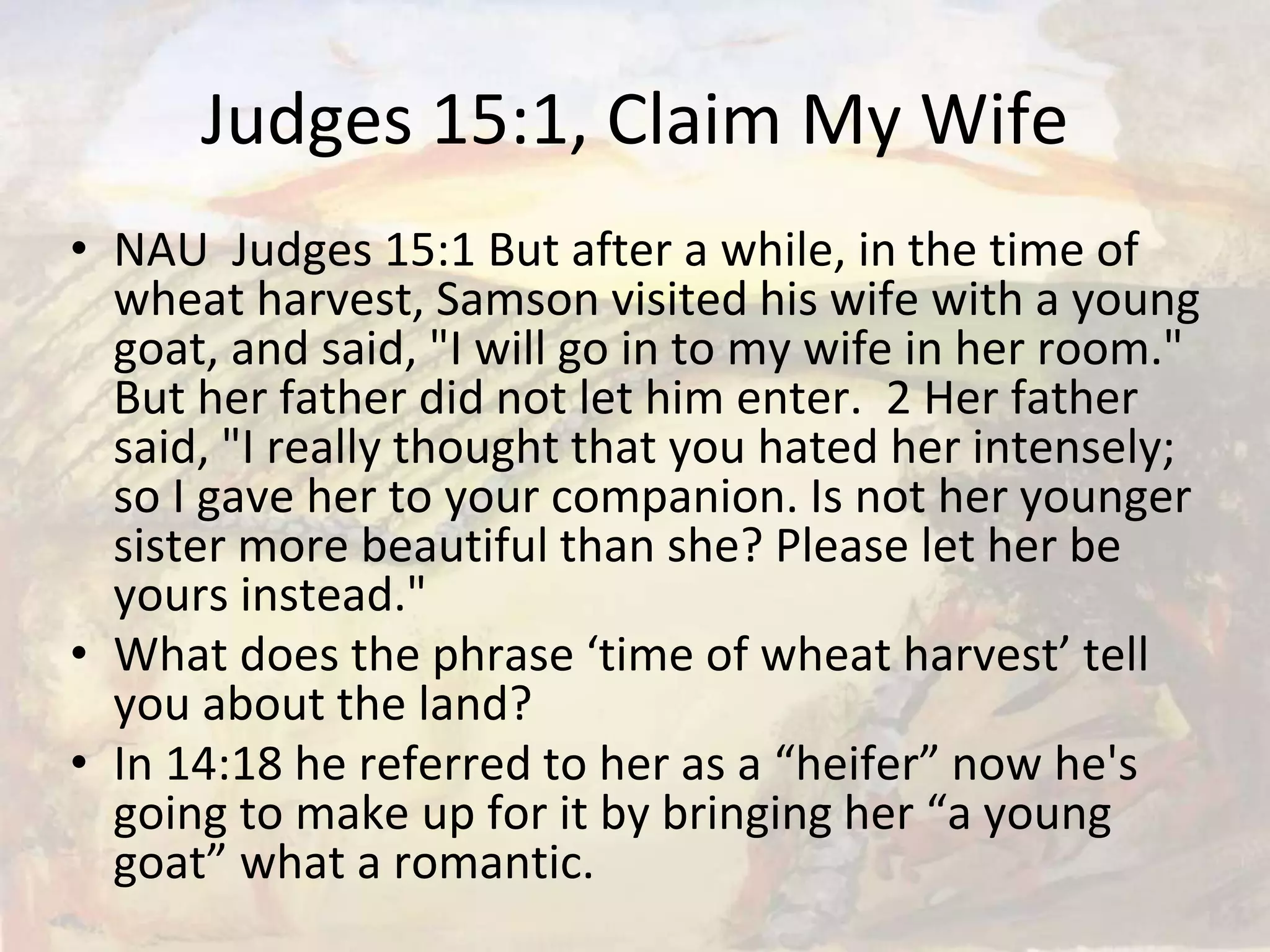 Judges 15-16, How did Noah catch all the animals?; God's Judgment ...