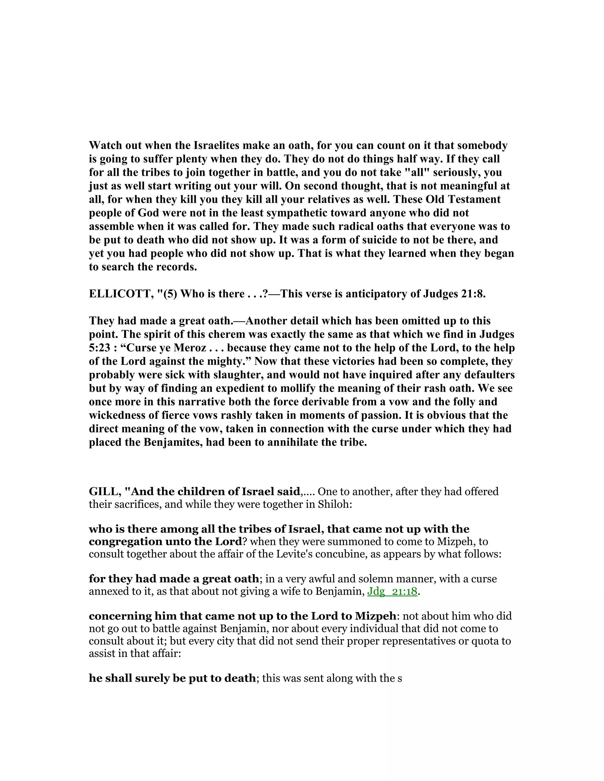 Judges 21 commentary | PDF