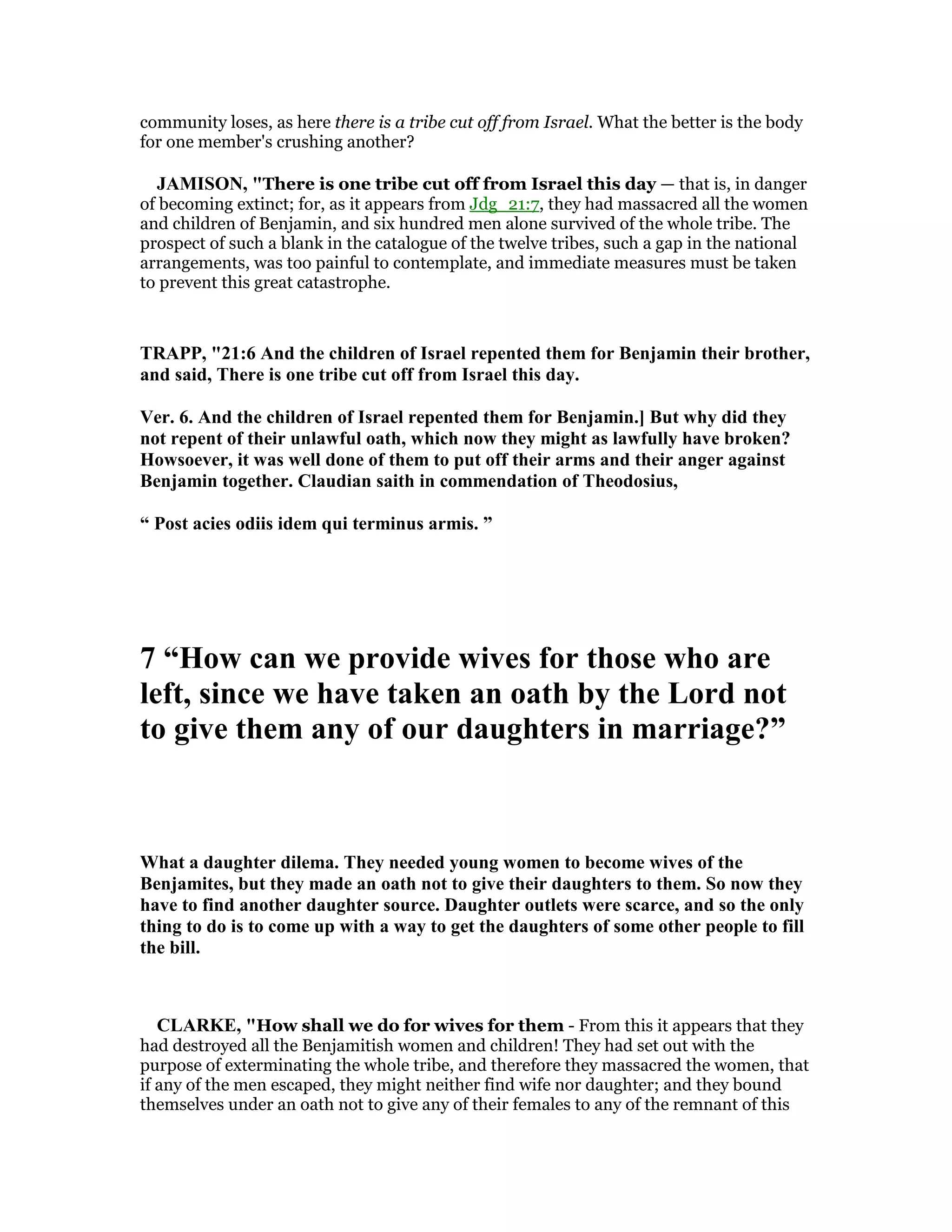 Judges 21 commentary | PDF