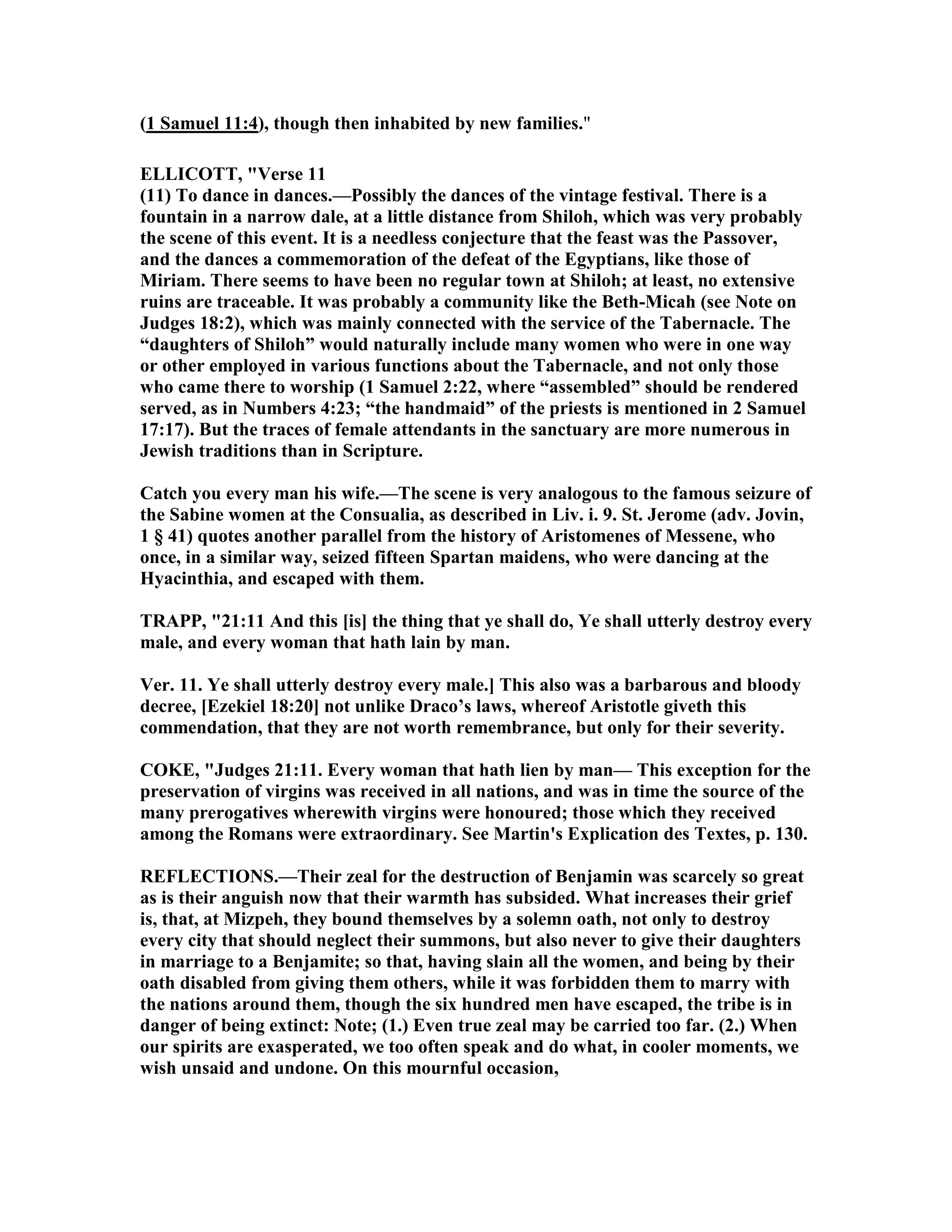 Judges 21 commentary | PDF