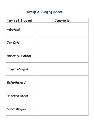 Judging sheets | DOCX