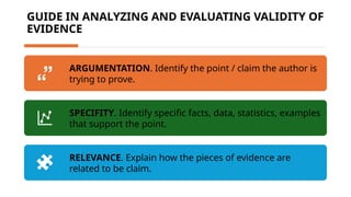Judging the relevance and worth of ideas, LEAP BAsed, English 9 Quarter ...